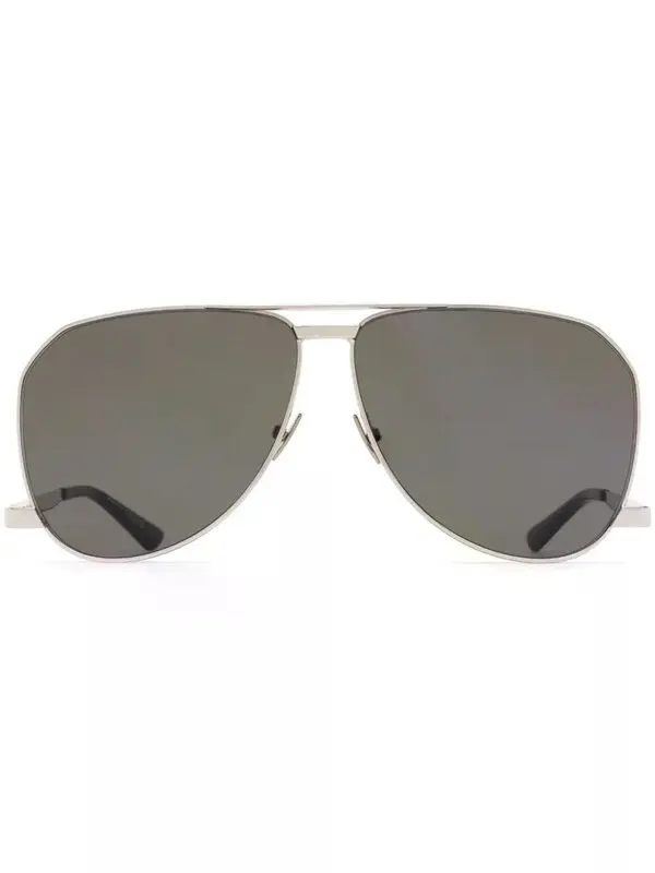 Saint Laurent Logo-engraved Pilot-frame Sunglasses - Silver