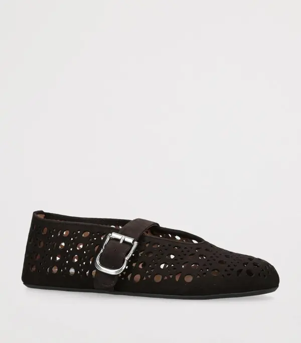 Alaïa Suede Vienne Ballet Flats - Brown