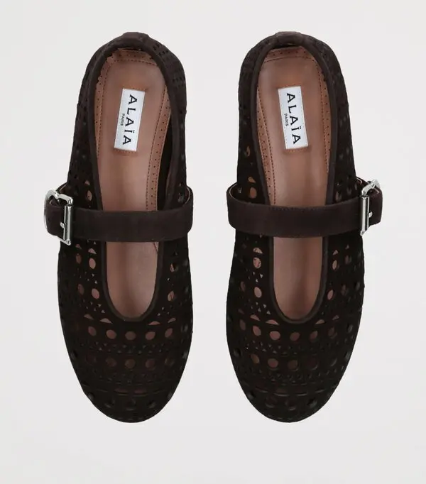 Alaïa Suede Vienne Ballet Flats - Brown
