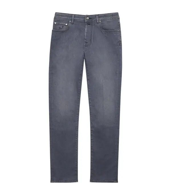 Jacob Cohen Limited Edition Ostrich Leather-patch Slim Bard Jeans - Grey