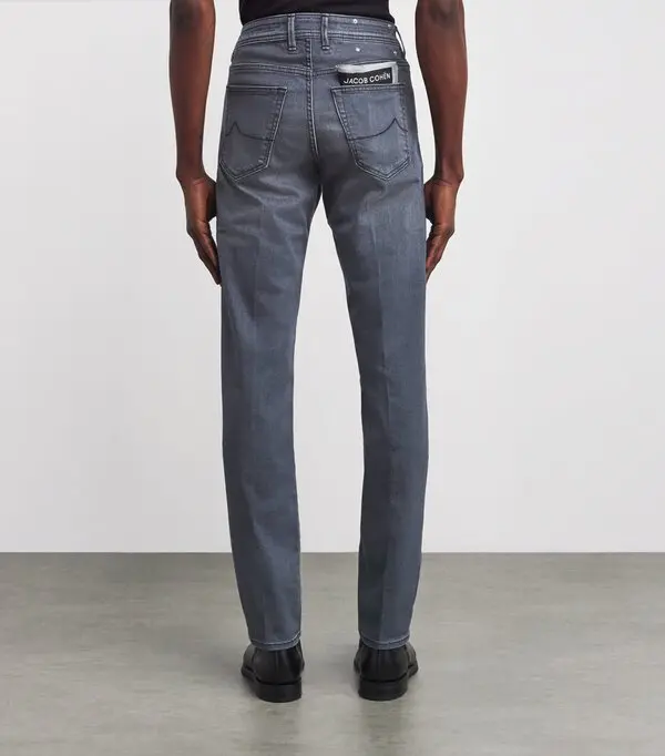 Jacob Cohen Limited Edition Ostrich Leather-patch Slim Bard Jeans - Grey