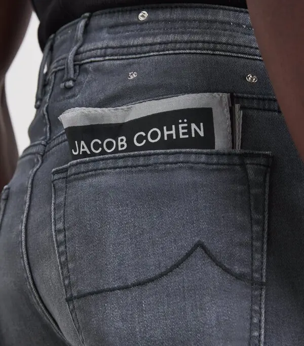 Jacob Cohen Limited Edition Ostrich Leather-patch Slim Bard Jeans - Grey