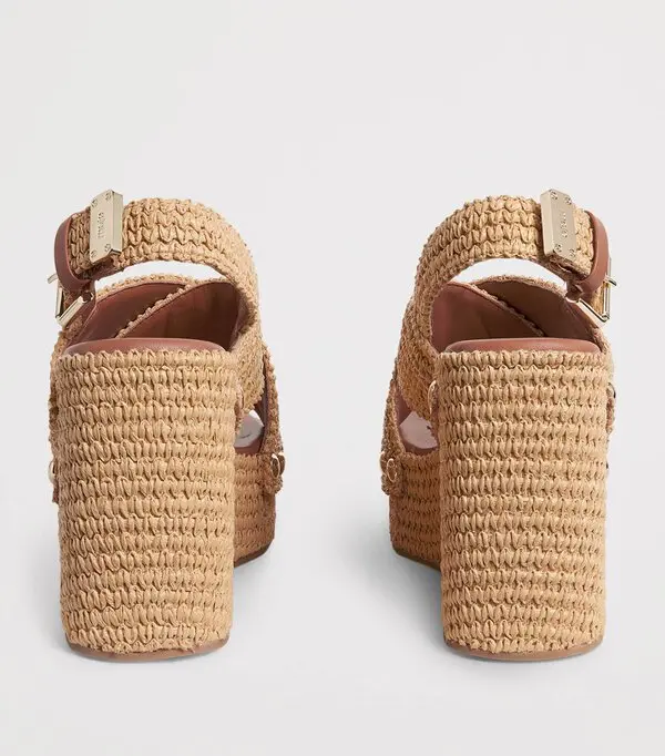 Maje Raffia-effect Wedge Sandals
