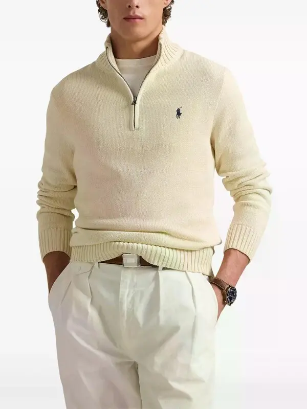 Polo Ralph Lauren Cotton Quarter-zip Jumper - Neutrals