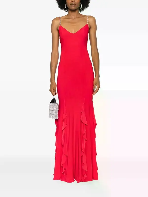 NISSA Chiffon Maxi Dress With Ruffled Detailing