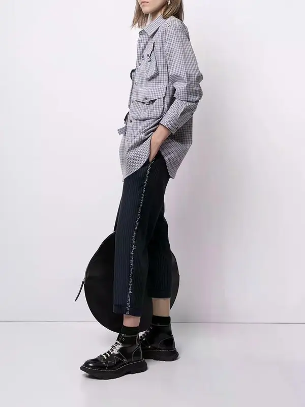 PORTS V Multi-pocket Gingham Check Shirt