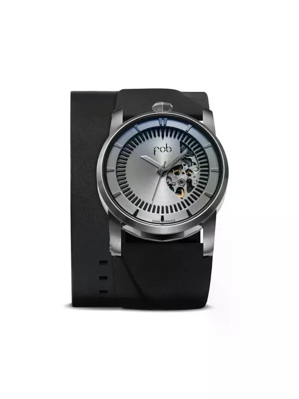FOB PARIS Automatic Watch With Leather Strap - Silver
