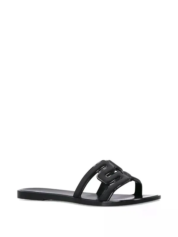 Melissa Open Toe Flat Sole Slides - Black