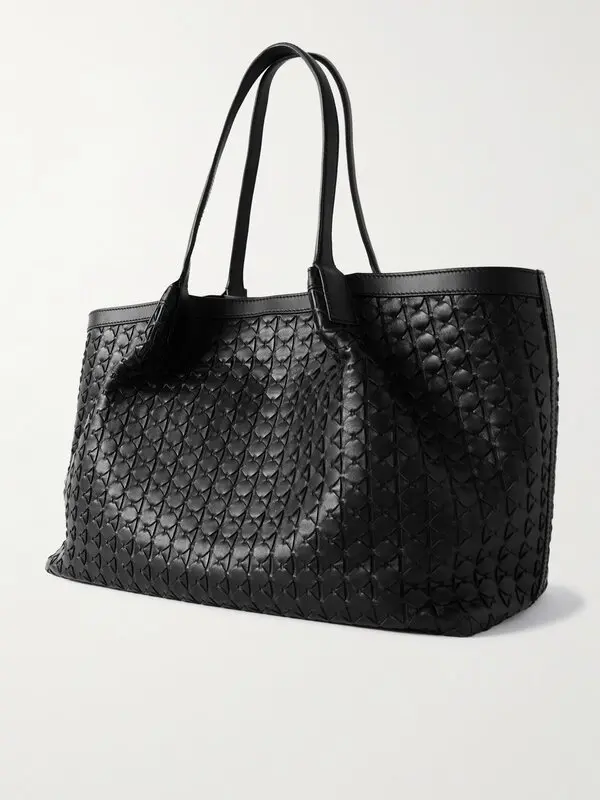 SERAPIAN Secret Large Woven Leather Tote - Black
