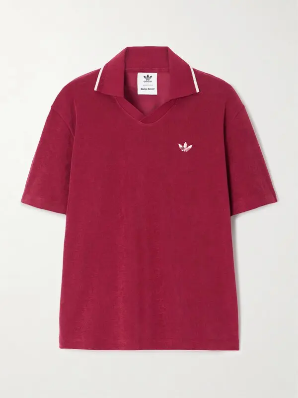 ADIDAS ORIGINALS Wales Bonner X Embroidered Cotton-blend Terry Polo Shirt - Red