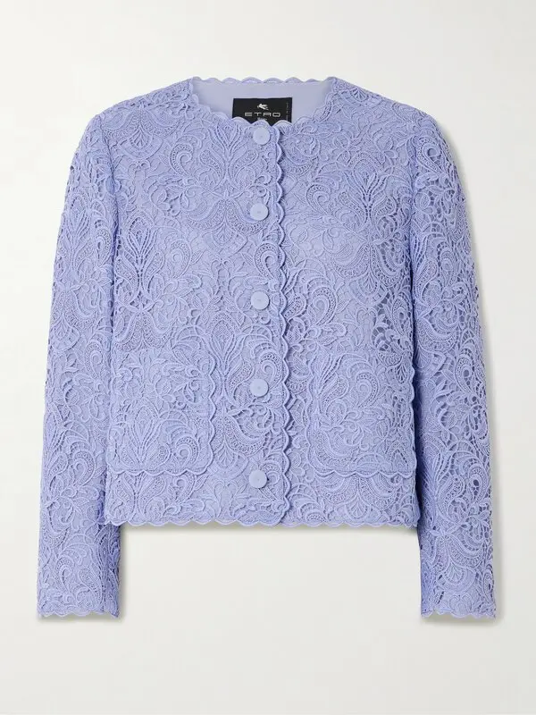 Etro Scalloped Corded Lace Jacket - Blue