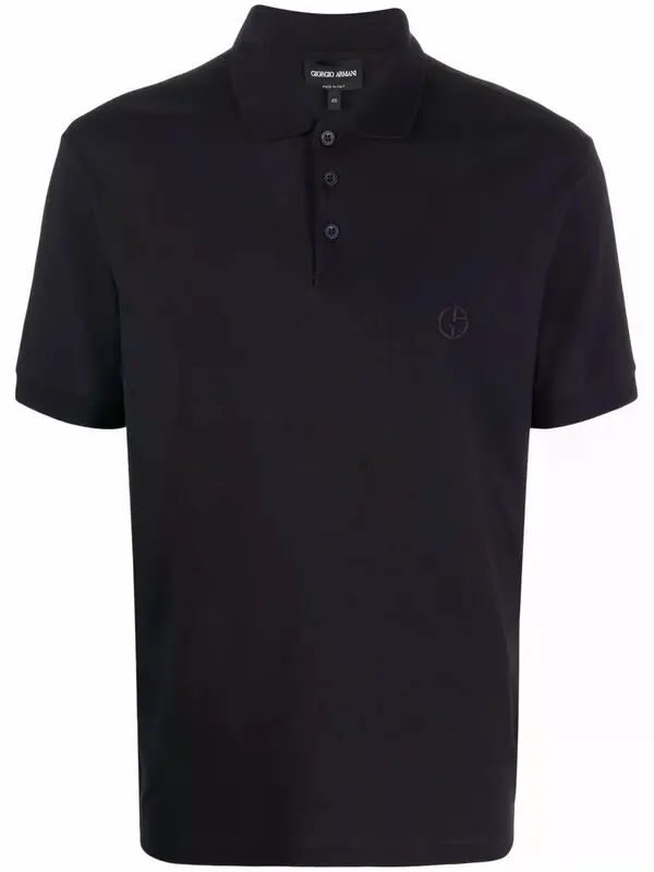 Giorgio Armani Logo-embroidered Polo Shirt - Blue