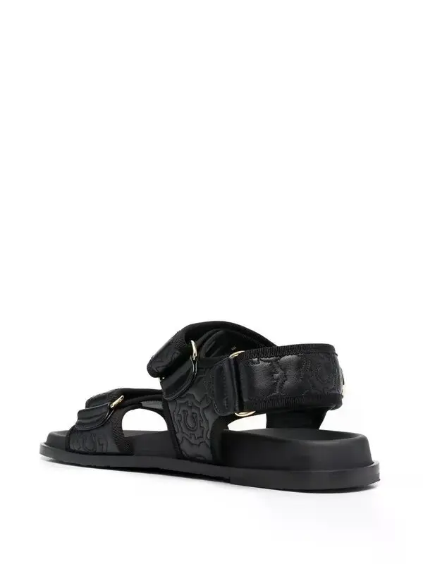 FERRAGAMO Logo Plaque Quilted Leather Sandals
