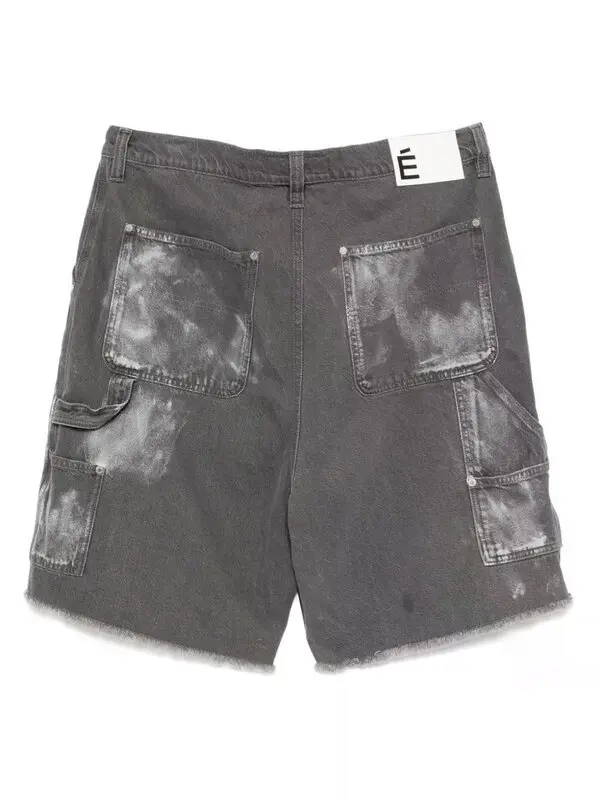 Études Studio Loose Fit Denim Shorts With Spray Paint Effect