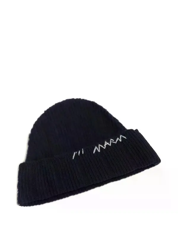 Marni Wool-cashmere Beanie With Embroidered Mending Detail - Blue