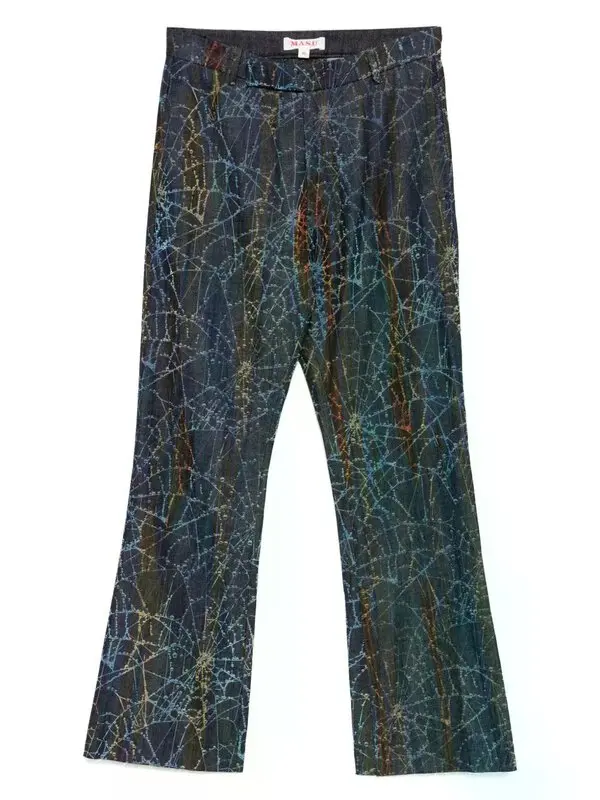 MASU Flocky Rainbow Web Flare Pants - Blue