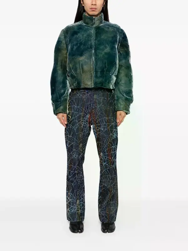 MASU Flocky Rainbow Web Flare Pants - Blue