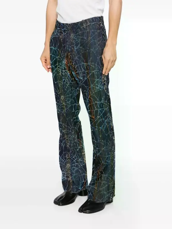 MASU Flocky Rainbow Web Flare Pants - Blue