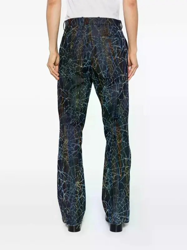 MASU Flocky Rainbow Web Flare Pants - Blue