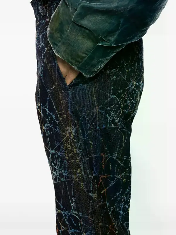 MASU Flocky Rainbow Web Flare Pants - Blue