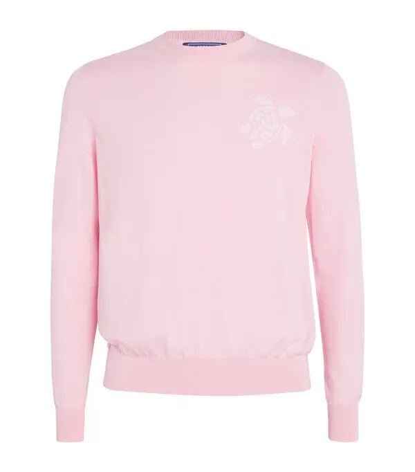 Vilebrequin Cotton Turtle Jacquard Crew Neck Sweater - Pink