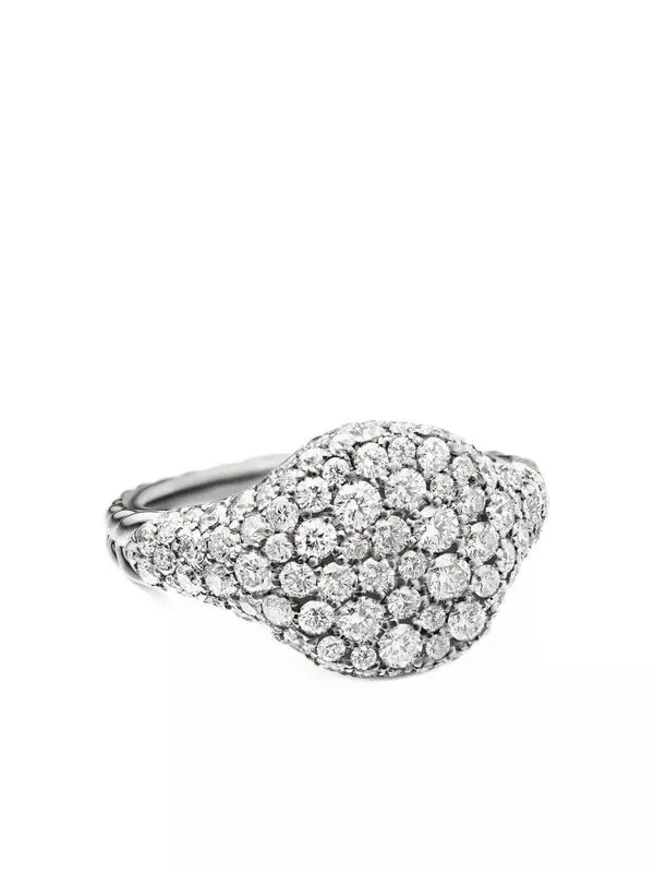 David Yurman 18kt White Gold Pavé-set Diamond Ring - Silver