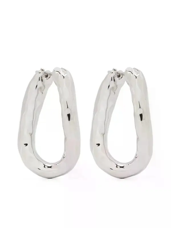 JIL SANDER Hammered Finish Hoop Earrings - Silver