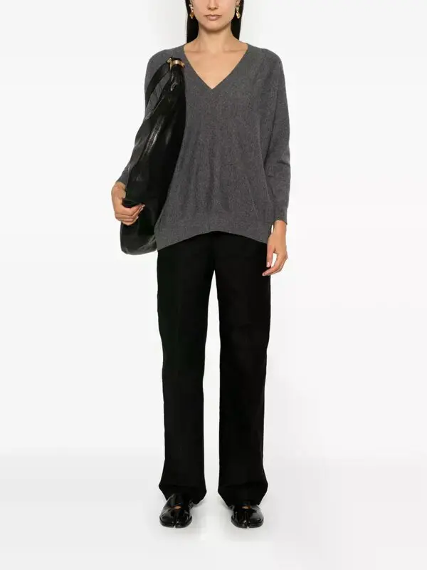 LISA YANG Kenny Cashmere V-neck Sweater - Grey