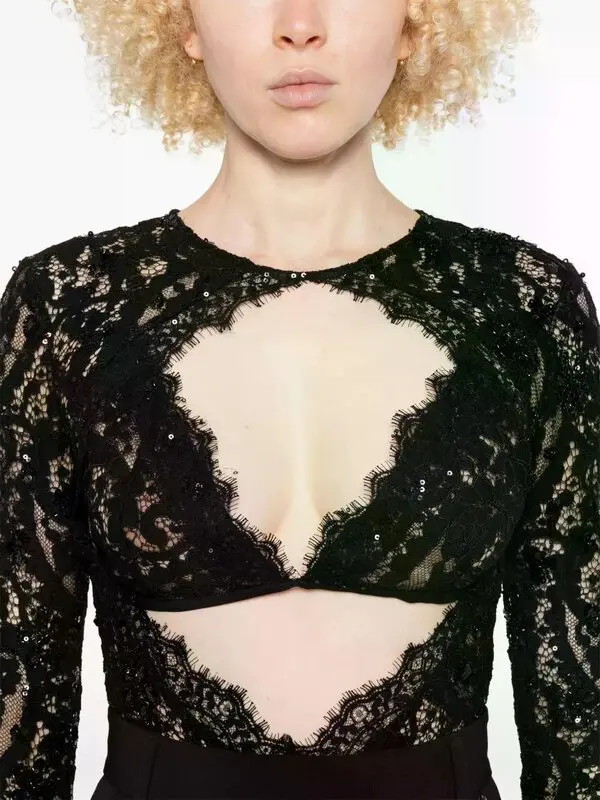 NISSA Sequin-detail Lace Bodysuit