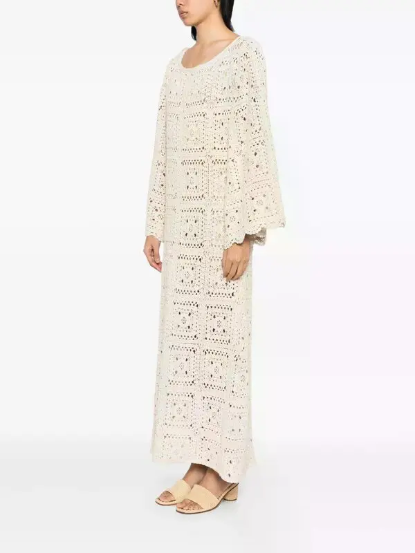 BAMBAH Metallic Crochet Kaftan Dress