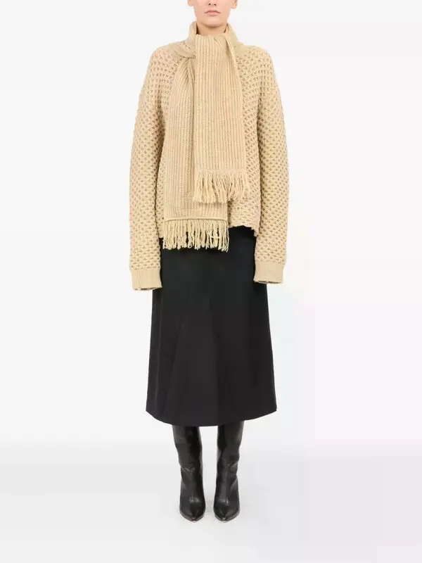 MAISON MARGIELA Beige Quilted Knit Sweater With Scarf