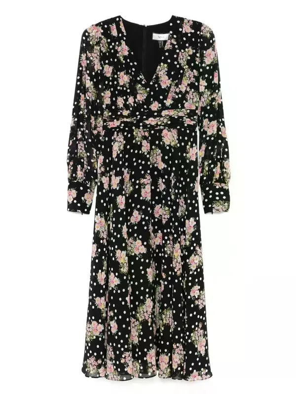 NISSA Printed Midi Dress With Bishop Sleeves