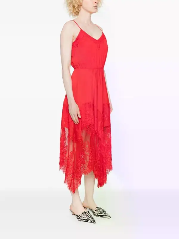 NISSA Lace Trim Midi Dress