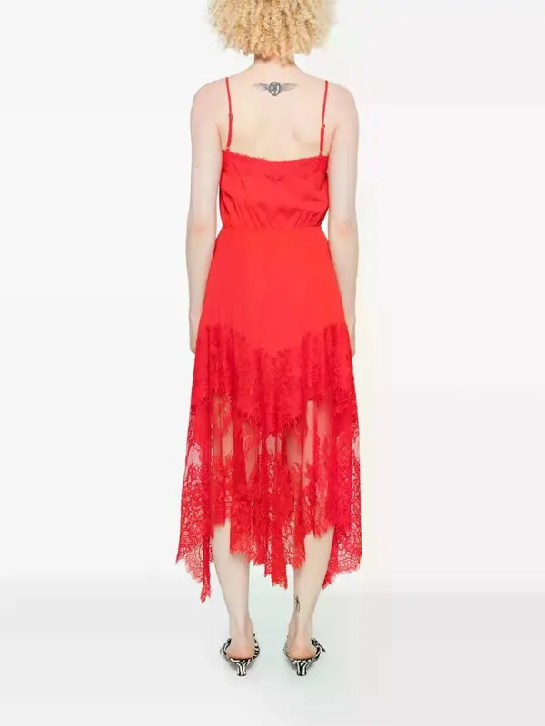 NISSA Lace Trim Midi Dress