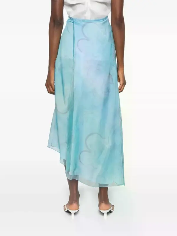 Giorgio Armani Floral Print Asymmetric Silk Organza Skirt