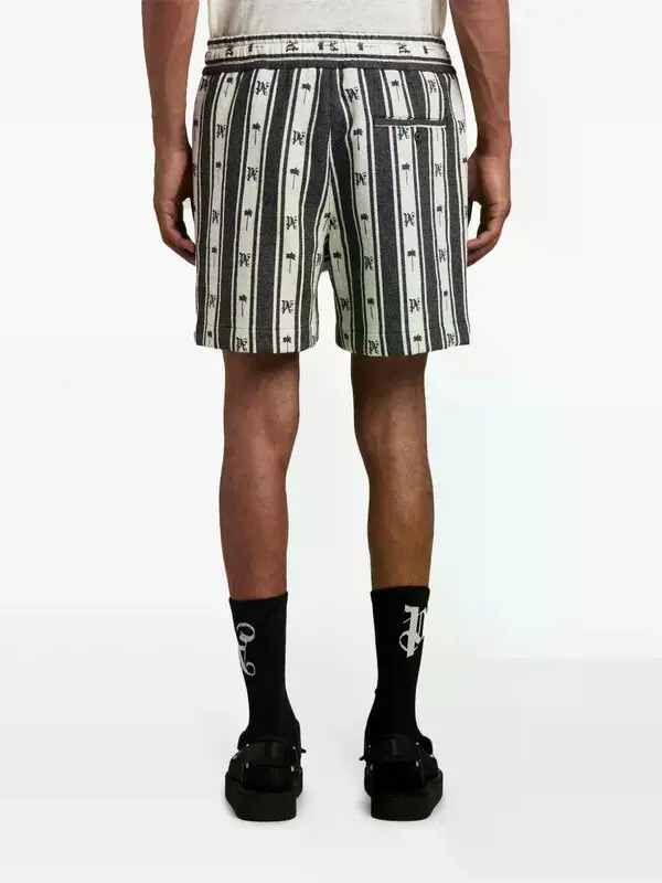 Palm Angels Monogram-print Vertical Stripe Shorts - Black