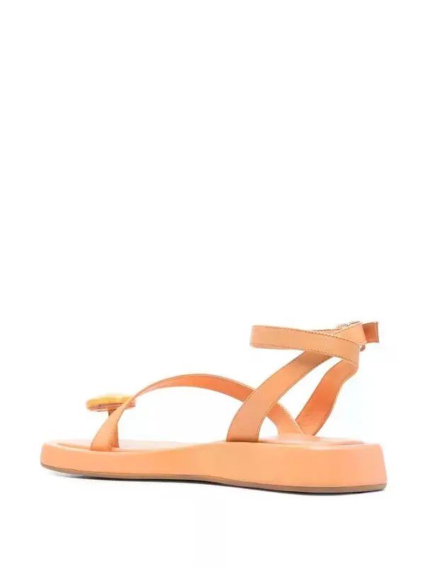 GIABORGHINI Open-toe Leather Flat Sandals - Orange