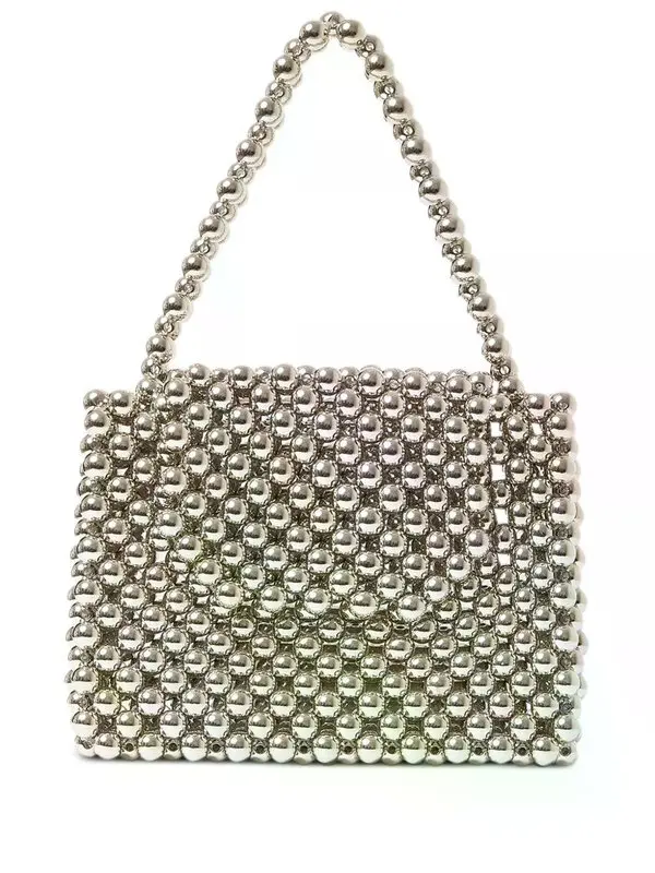 0711 TBILISI Ani Beaded Tote Bag - Silver