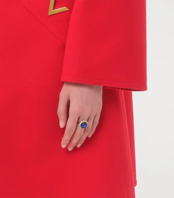 Valentino Garavani Crystal Vlogo Signature Ring - Blue