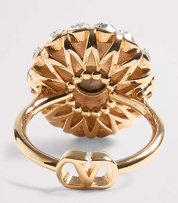 Valentino Garavani Crystal Vlogo Signature Ring - Blue