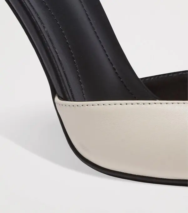 Balmain Leather Heeled Mules With Gold-tone Chain Detailing - Beige