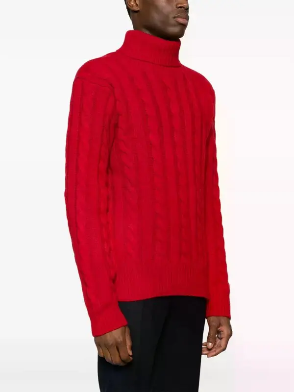 Polo Ralph Lauren Cable Knit Roll Neck Jumper - Red