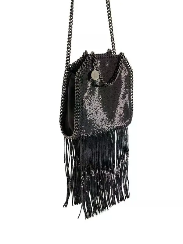 Stella McCartney Falabella Tote Bag With Fringe And Sequins - Black