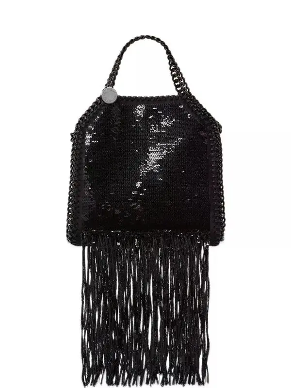 Stella McCartney Falabella Tote Bag With Fringe And Sequins - Black