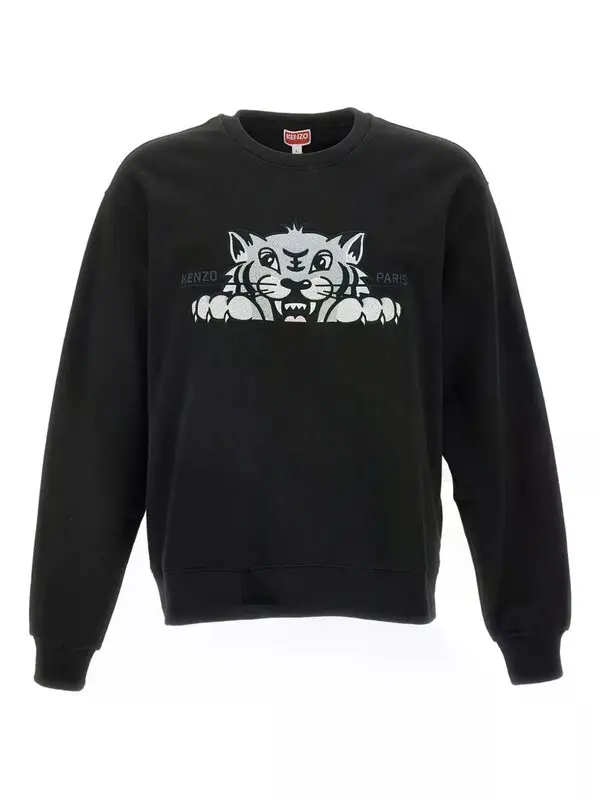 Kenzo Happy Tiger Embroidered Sweatshirt - Black