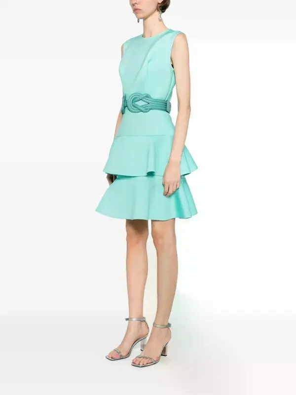 SAIID KOBEISY Sleeveless Ruffled Mini Dress With Detachable Belt - Green