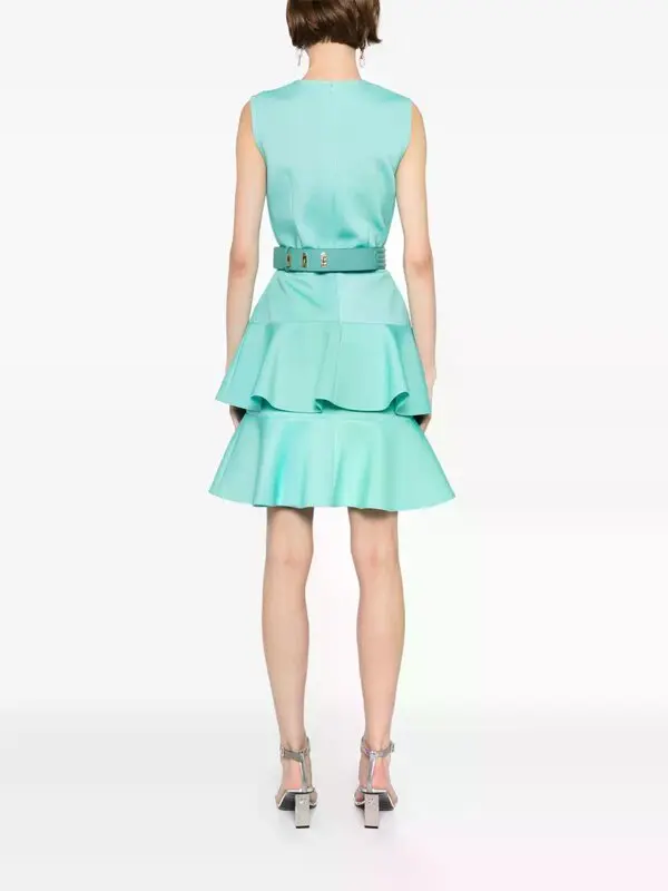 SAIID KOBEISY Sleeveless Ruffled Mini Dress With Detachable Belt - Green