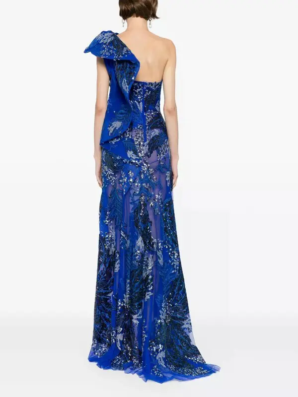 SAIID KOBEISY One-shoulder Embroidered Gown