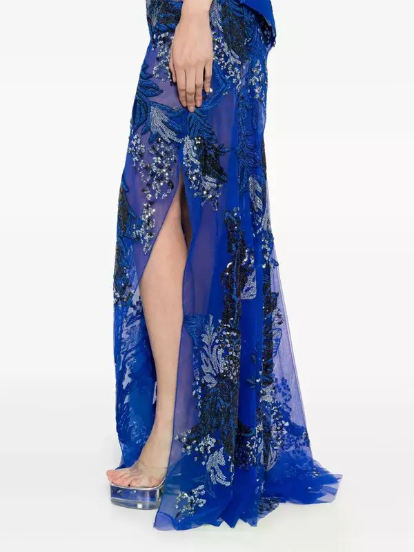 SAIID KOBEISY One-shoulder Embroidered Gown
