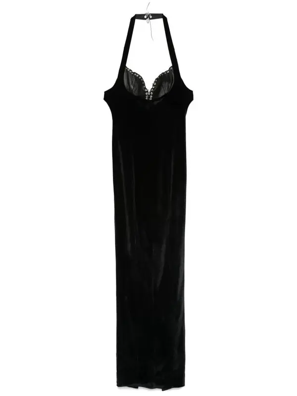 LUDOVIC DE SAINT SERNIN Velvet Grace Maxi Dress - Black
